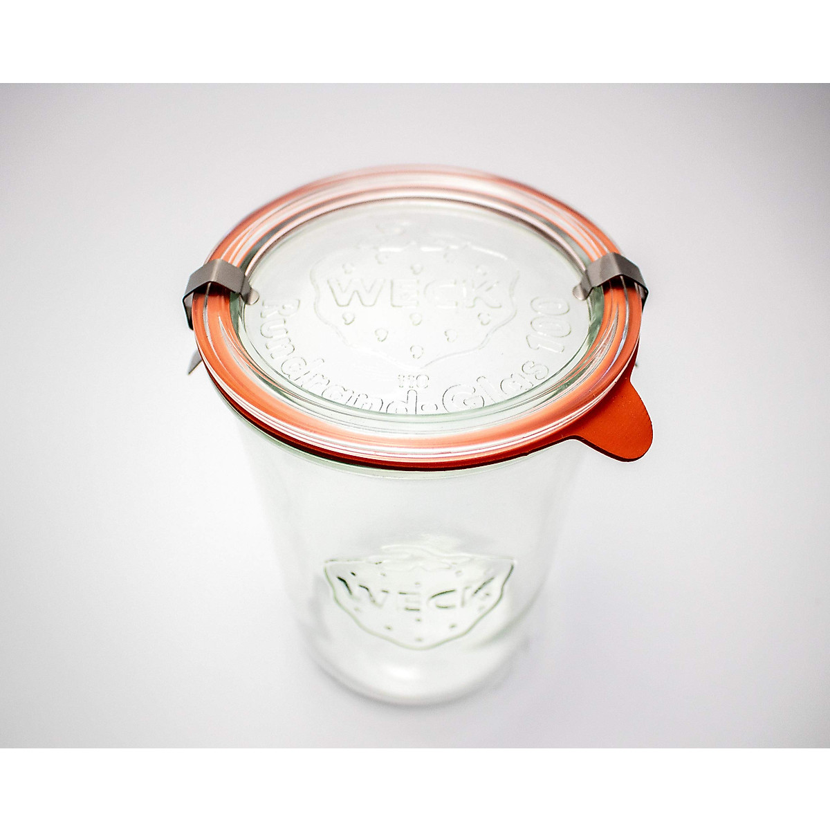 Weck Canning Jars 743 - Weck Mold Jar Made of Transparent Glass - Eco-Friendly Canning Jar - Food Storage Container with Lid Airtight - 3/4 Liter Tall Jar Includes (1 Jar, Glass Lid & Wooden Lid)