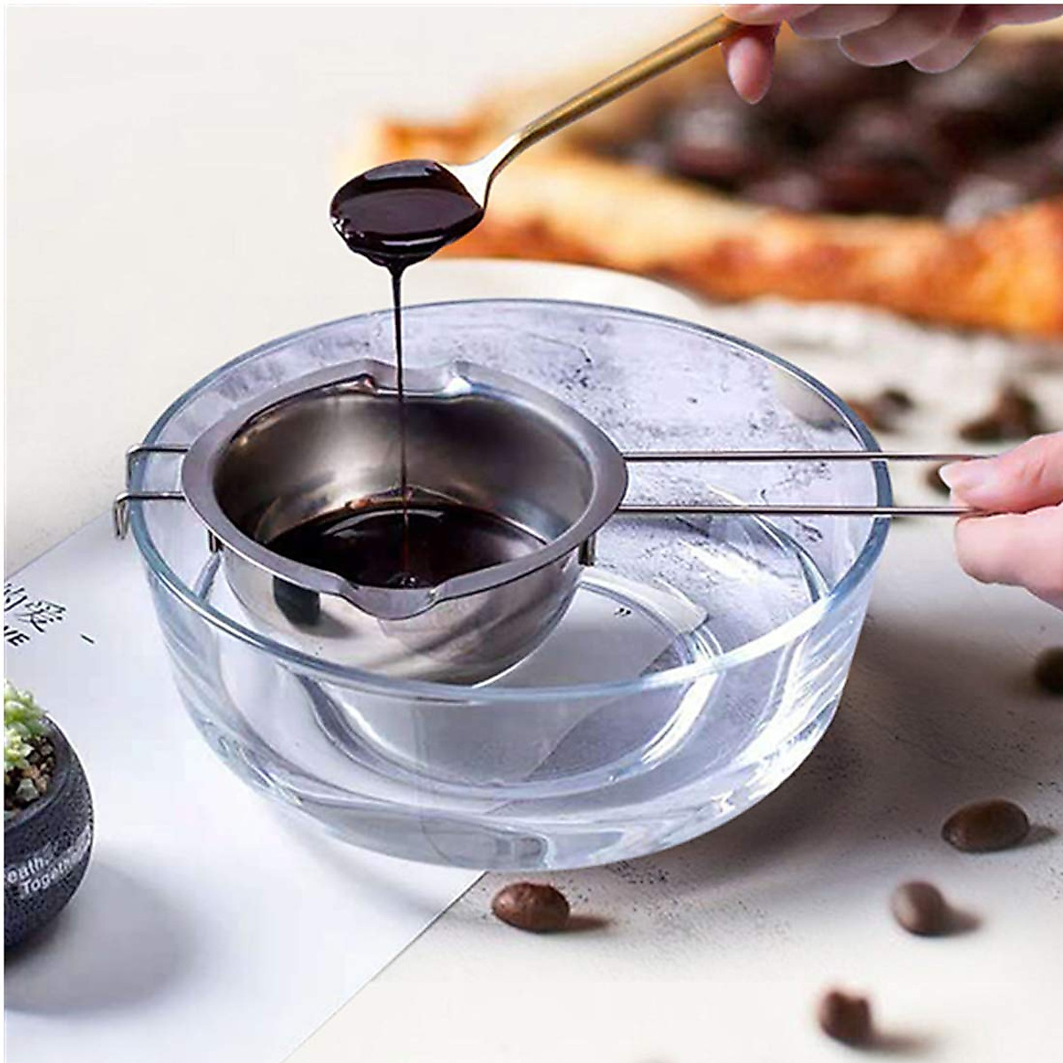 Double Boiler Pot,Candy Melting Pot,Melting Chocolate,Wax,Soap,and Candle Making,Melting Pot,Double Boiler for Chocolate Melting (480ML)
