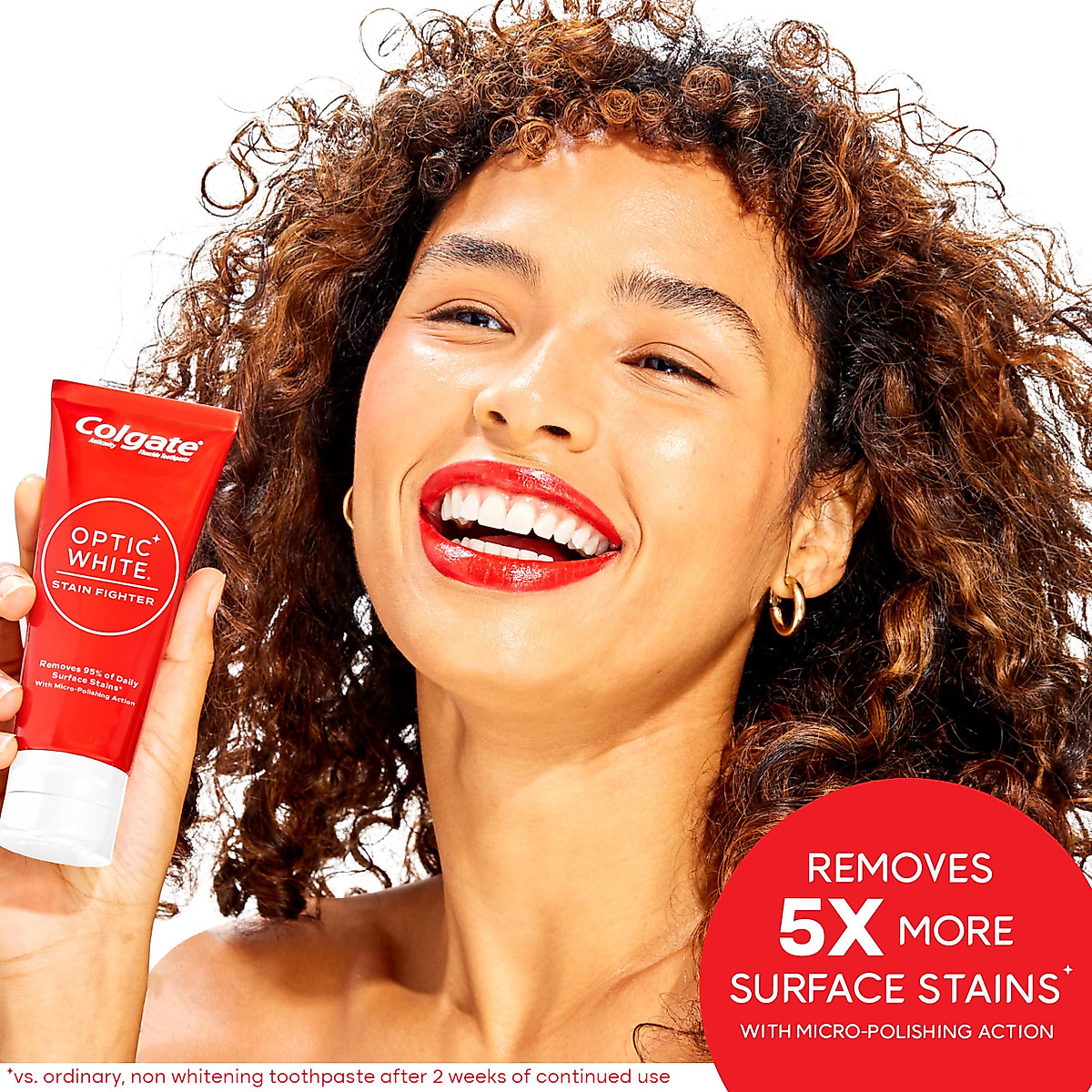 Colgate Optic White Stain Fighter with Baking Soda Whitening Toothpaste, Clean Mint Flavor, Removes Surface Stains, Enamel-Safe for Daily Use, Teeth Whitening Toothpaste with Fluoride, 6 Oz Tube