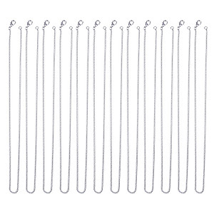 Outus 12 Pack Iron DIY Chain Necklaces Lobster Clasp Link Chain Necklaces Silver Plated (18 Inch)