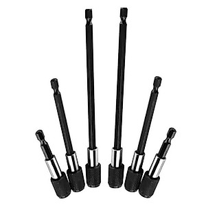 aiyun Drill Bit Extension Set - 6 PCS Quick Release Magnetic Drill Extension Bit Holder with 1/4” Hex Shank (Black)