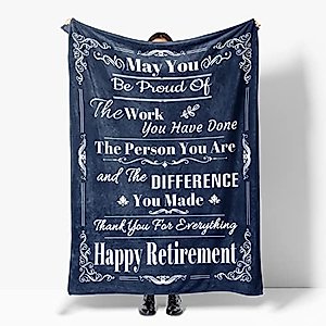 TBUWHZU Retirement Gifts for Men, Happy Retirement Gift Blanket, Funny Retired Gifts for Coworkers Mens, Goodbye Gifts, Going Away Gift for Coworkers, Coworker Leaving Gift Blanket,60x50in