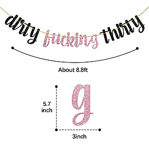 Dalaber Dirty Thirty Banner, Funny 30th Birthday Party Sign, Dirty 30 / Cheers to 30 Years, Girls Women 30th Birthday Party Decoration Bunting Garland Photo Booth Props