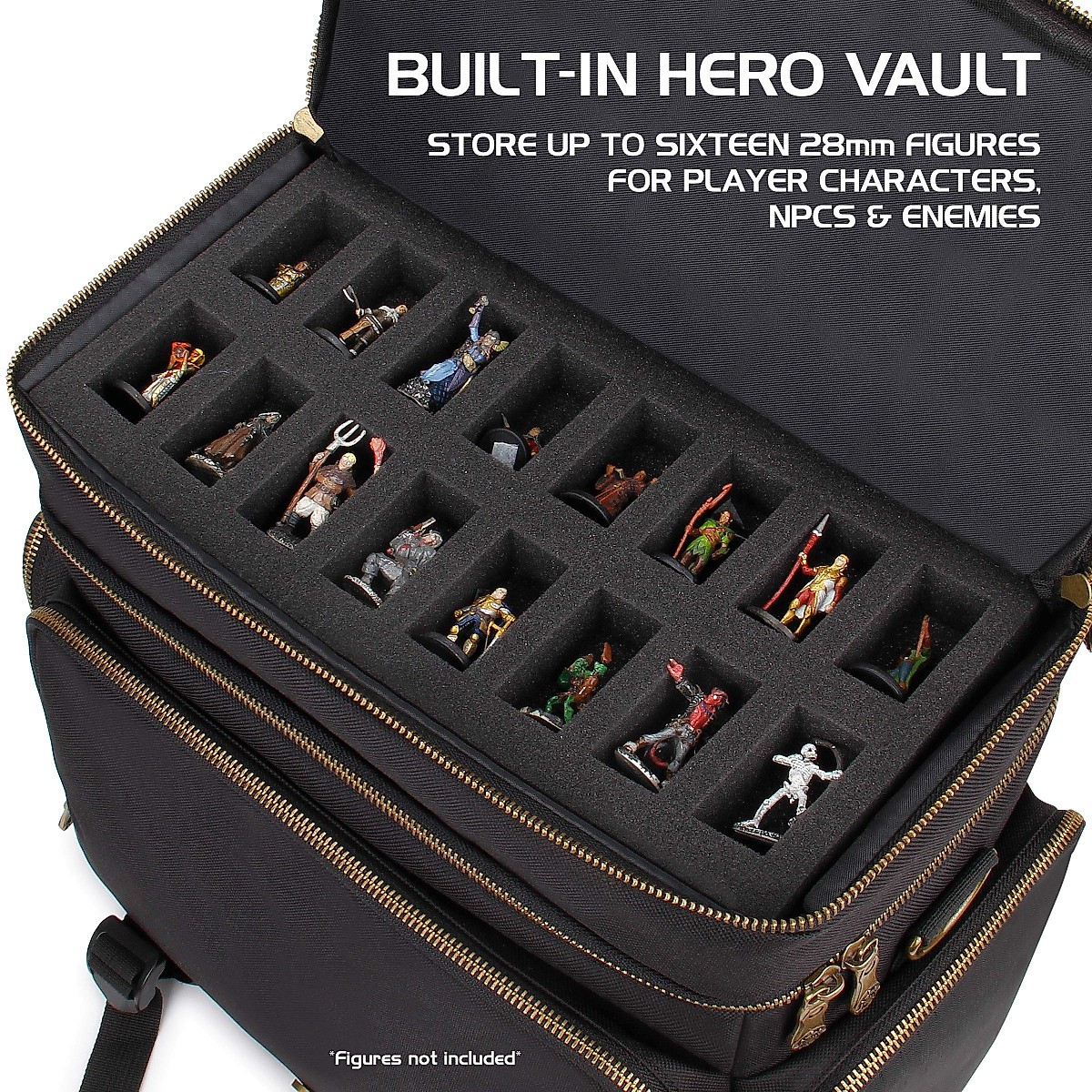 ENHANCE RPG Dungeons and Dragons Table Games Travel Bag with Miniatures, Padded Carry Bag with Multiple Compartments with Book Compartment (4-8) and Dice and Token Pocket