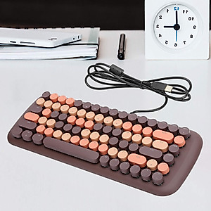 Jeankak Mechanical Wired Keyboard, Rounded Keycap Gaming Keyboard with Blue Switches, Plug and Play USB Computer Keyboards 84 Keys Retro Gaming Keyboard for Tablet/PC Gamer(01#)