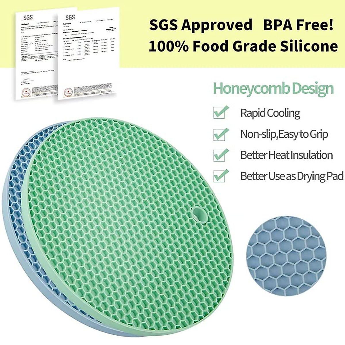 Silicone Pot Holders - Silicone Trivets for Hot Pots and Pans Silicone Hot Pads, Hot Pot Pads, Place Mats,Jar Openers,Oven Mitts 4 Colors