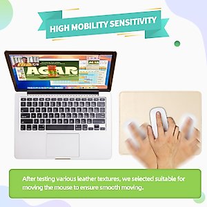 Mouse Pad, PU Mouse Pad，Leather Mouse Pad with Stitched Edge Micro-Fiber Base with Non-Slip Waterproof，Mouse Pad for Computers，Laptop, 8x11Inch (Milky White)