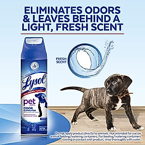 Lysol Pet Odor Eliminator Spray, Sanitizing and Disinfecting Spray for Pet Odors, 15oz (Pack of 3)