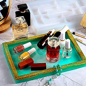 2 Pieces Silicone Tray Resin Mold Large Rectangle Rolling Tray Mold Oval Epoxy Casting Coaster Mold Resin Serving Board Mold Jewelry Holder Mold Fruit Snack Plate Tray Mold with Edge for Home Decor