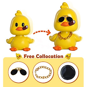 IBWell Cute Yellow Duck Car Ornaments Funny Duck Car Toy, Bobble Head Doll for Car Dashboard Decorations Accessories
