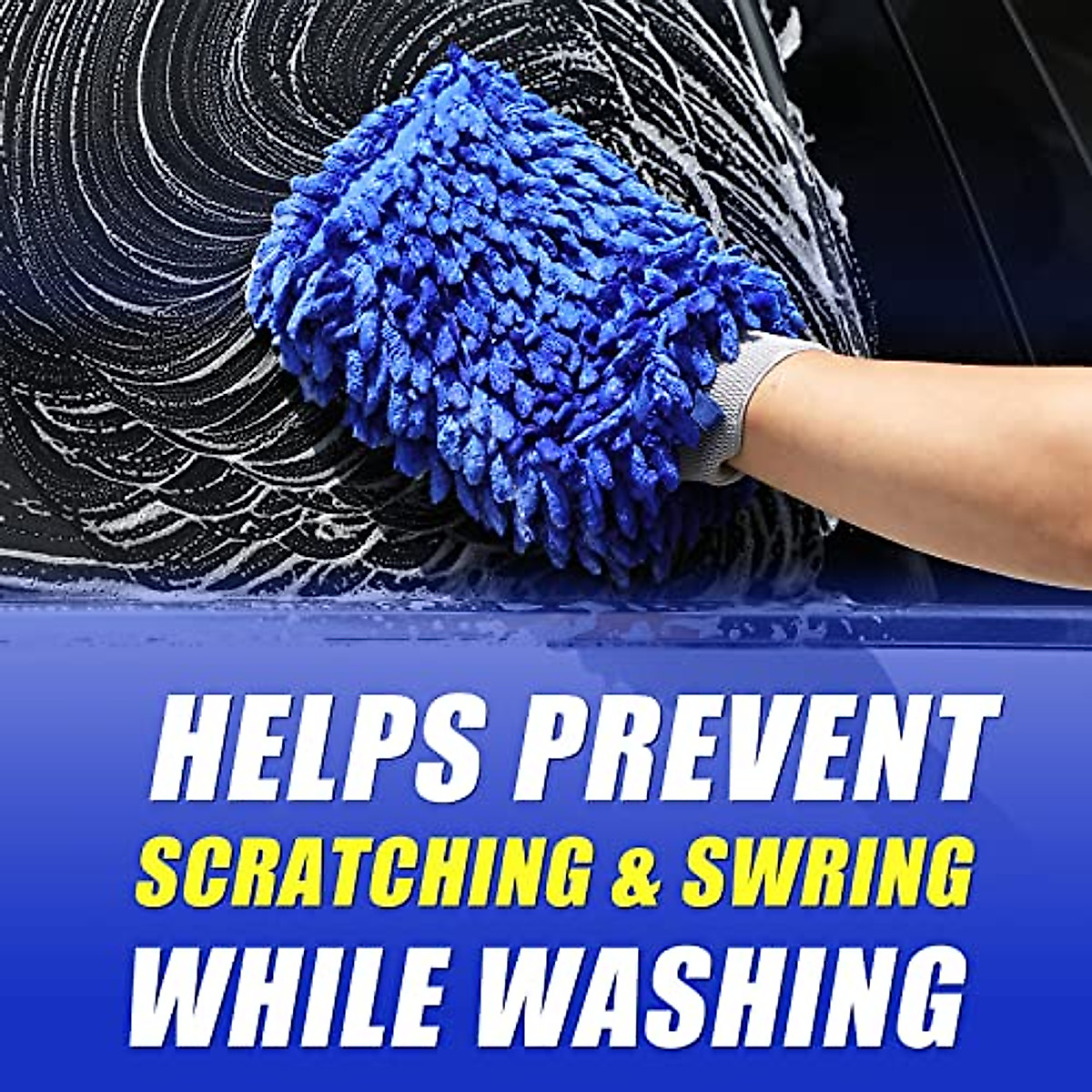 Conliwell 41" Microfiber Car Wash Brush with Long Handle Car Washing Mop Kit Mitt Sponge Car Cleaning Supplies Kit Duster RV Washing Car Brush Accessories, 1 Chenille Scratch-Free Replacement Head…