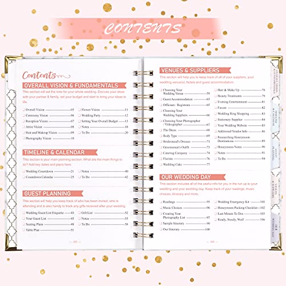 Wedding Planner - Wedding Planning Book, 8.4" x 6.3", Great Wedding Planner Book and Organizer with Hardcover and Elastic Binder for Couples, Timeline & Calendar, Guest Planning, Venues & Suppliers