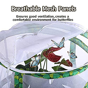 ZFC US Butterfly Habitats Mesh Grasshopper Silkworm Firefly Butterfly and Insect Habitat Cage Butterfly Kit 12 X 14 Inches Pop-up Including 6 Artificial Butterfly Unrestricted Clear Vision