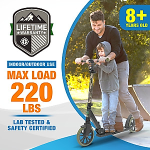 SereneLife Lightweight and Foldable Kick Scooter Comfortable T-Bar Handlebar, Adjustable Scooter for Teens and Adult, Alloy Deck with High Impact Wheels, Durable ABEC-7 Bearings, Camo