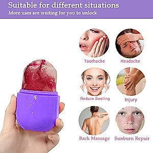 Purple Mini Beauty Face Ice Roller - Reusable Silicone Mold for Eye, Neck & Face Skin Care