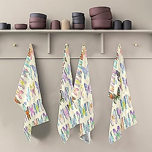 FUGIDOG Kitchen Dish Towels Set of 6, Butterfly Light Beige Ultra Soft Absorbent Kitchen Towels Tea Towels Hand Towels Quick Drying Reusable Cleaning Cloths, 18 x 28 inch