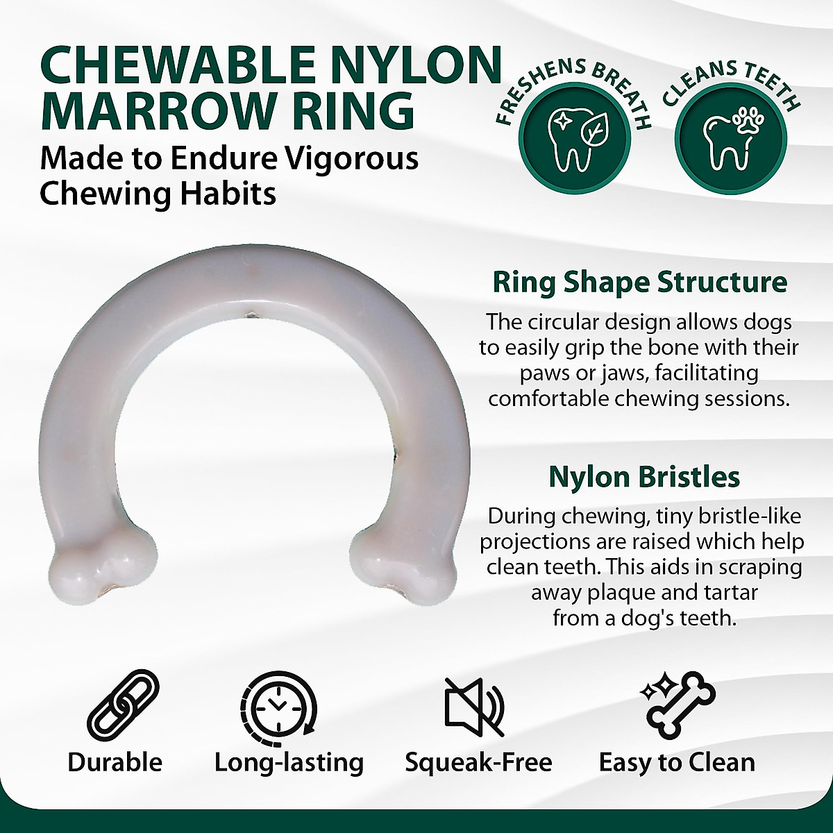 Sporn Durable Marrow Ring Dog Chew Bones for Aggressive Chewers, Jerky Flavor Dog Chew Toys for Large Chew Dogs, Gluten-Free & Non-Toxic, Medium/Large