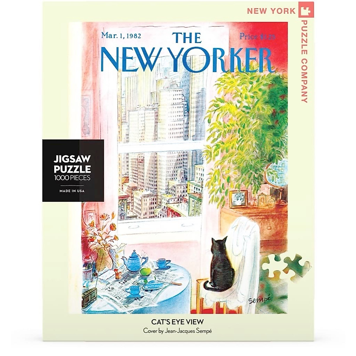 New York Puzzle Company - New Yorker Cat's Eye View - 1000 Piece Challenging Jigsaw Puzzle for Adults by Jean-Jacques Sempé