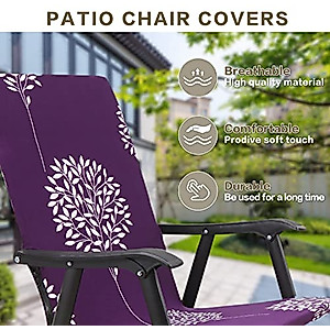 Deisy Dee Patio Dining Chair Covers, Outdoor Steel Sling Folding Chair Covers, Garden Metal Chair Covers (1, Purple Tree)
