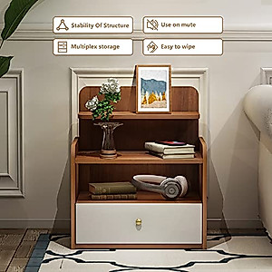 Koifuxii Mid Century Modern Nightstand,Small Nightstand,Nightstand with Drawer,Wood Nightstand,Storage End Table,Night Table for Bedroom,Brown