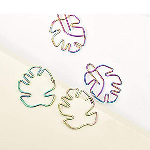 NUOBESTY Colorful Paperclips Monstera Shape Paper Clips Bookmark Clips for Office School Company for Students Adults 8pcs