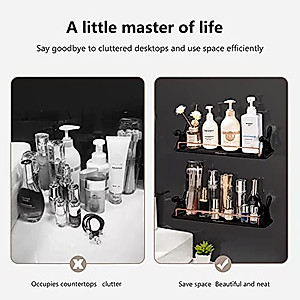 hisucbetter Floating Shelf Wall Mounted, Wall Shelves for Bedroom, Bathroom, Living Room, Kitchen, Laundry Room Storage & Decoration, L15.75XD4.72IN, Black Metal Floating Shelves.