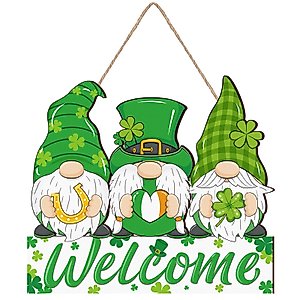 St. Patrick's Day Welcome Door Decor St. Patrick's Day Gnome Door Sign Shamrock Wooden Sign St Patrick's Day Hanging Decorations for Irish Front Door Home Indoor Outdoor Farmhouse Porch Decor
