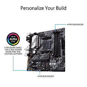 ASUS Prime B550M-A WiFi AMD AM4 Zen 3 Ryzen 5000 & 3rd Gen Ryzen Micro ATX Motherboard (PCIe 4.0, WiFi 6, ECC Memory, 1Gb LAN, HDMI 2.1/D-Sub, 4K@60HZ, Addressable Gen 2 RGB Header and Aura Sync)