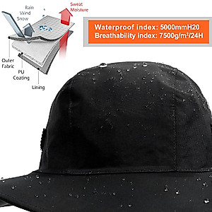 Womens Winter Waterproof Bucket Hat Warm Fleece Lined Rain Hat UPF50+ Mens Outdoor Adventure Research Hiking Safari Cap Black