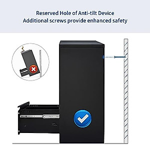 CuisinSmart File Cabinets, 3 Drawer Lateral File Cabinet for Legal/Letter/A4 FileMetal Wide Filing Organization Storage Cabinets with Lock for Home Office-Black