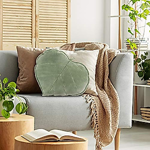 Happy Koala Soft Decorative Leaf Shaped Throw Pillow Cushion [Green] 19 x 19 inch Great for Bedroom, Sofa, Couch, Living Room