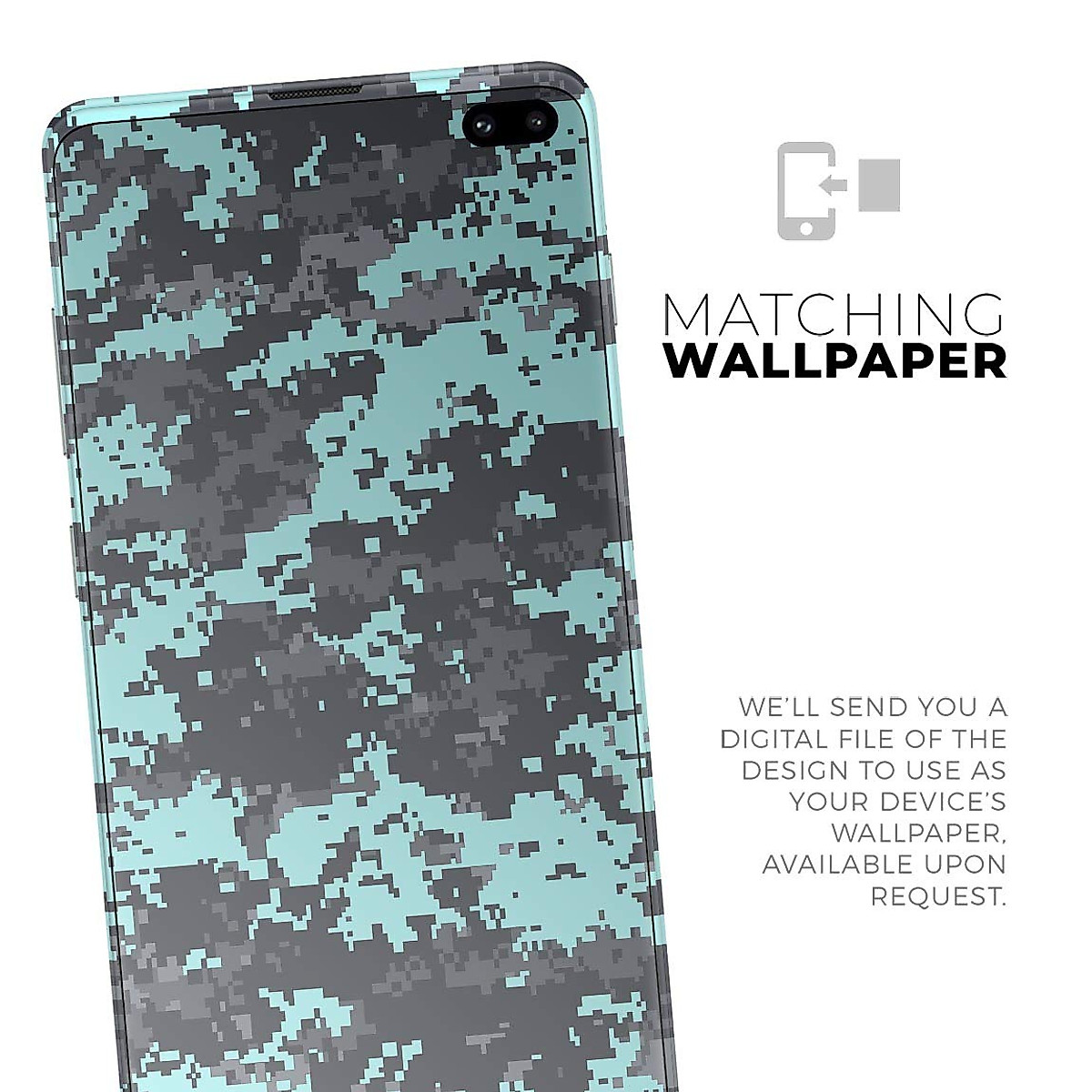 DesignSkinz Light Blue and Gray Digital Camouflage Protective Vinyl Decal Wrap Skin Cover Compatible with The Samsung Galaxy S20 (Screen Trim & Back Glass Skin)