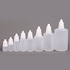 Othmro 1.7oz PE Lab Eye Plastic Dropper Bottles 5pcs, 50ml Squeezable Eye Liquid Dropper Thin Mouth Via of Liquid Sample Seal Storage Bottle with Childproof White Cap