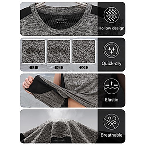 AMVELOP 4 Pack Men's Workout Tank Tops Sleeveless Quick Dry Gym Muscle Shirts Darkgray Navy Red Purple M