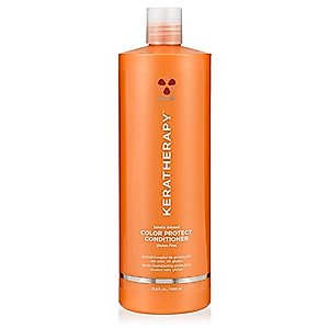 KERATHERAPY Keratin Infused Color Protect Conditioner, 33.8 fl. oz., 1000 ml - Gluten Free Color Protecting Conditioner for Color Treated Hair with Kerabond Technology, Red Raspberry Oil, Omega 3 & 6