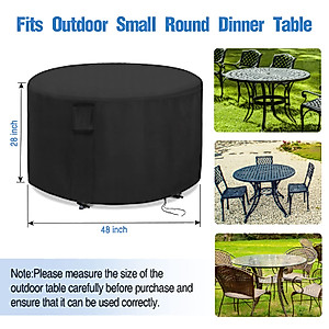 Jungda Patio Furniture Covers Round,48 Inch Outdoor Round Table Cover Waterproof,Round Patio Furniture Cover for All Weather Resistant - 48 x 28 Inch