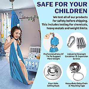 Dikuyeel Sensory Swing for Kids Indoor, Special Needs Indoor Swing for ADHD Autism, Therapy Sensory Swing with Hardware, Anxiety Relief Sensory Swing for Kids (Sky Blue)