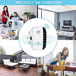 HomeSweety WiFi Extender, Wireless Signal Repeater Booster Up to 6000 sq.ft & 25 Devices, Range Long Amplifier with Ethernet Port, Access Point, 1-Tap Setup, Alexa Compatible N300 Upgraded, black