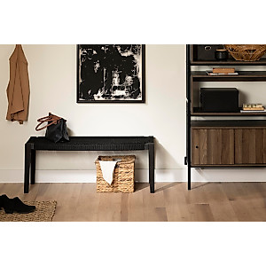 South Shore Balka Wood and Rope Bench, Pure Black