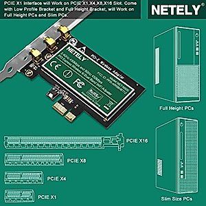 NETELY Wireless Dual Band 900Mbps PCI Express (PCIE) WiFi Adapter for Windows 7, 8.x, 10, 11 32/64bit and Linux Desktop PCs, PCIE WiFi Card, Qualcomm Atheros AR938X Wireless Network Adapter (NET-N900)