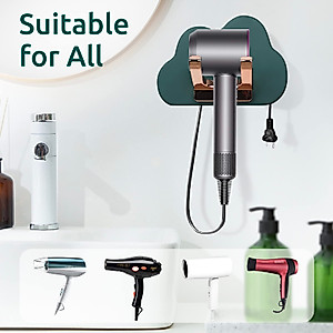 2 Pack Universal Hair Dryer Holder Wall Mounted, Blow Dryer Hanger Wall Mount for Hair Dryer Hook with Plug&Cord Organizer Self Adhesive for Cabinet Bathroom(Orange and Green)