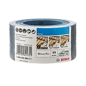 Bosch Home and Garden 2609256B94 Hand Sanding roll for Metal-50mm x 5m-Grit 60