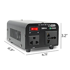 LVYUAN Voltage Transformer Converter 500 Watt Step Up/Down Convert from 110-120 Volt to 220-240 Volt and from 220-240 Volt to 110-120 Volt with US Outlet, Universal Outlet, Circuit Breaker