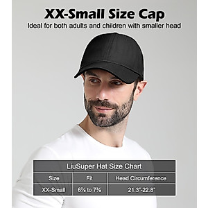 LiuSuper Plain Baseball Cap for Small Heads, XX-Small Adjustable Unisex Cotton Trucker Hat, Petite Dad Hat for Men and Women