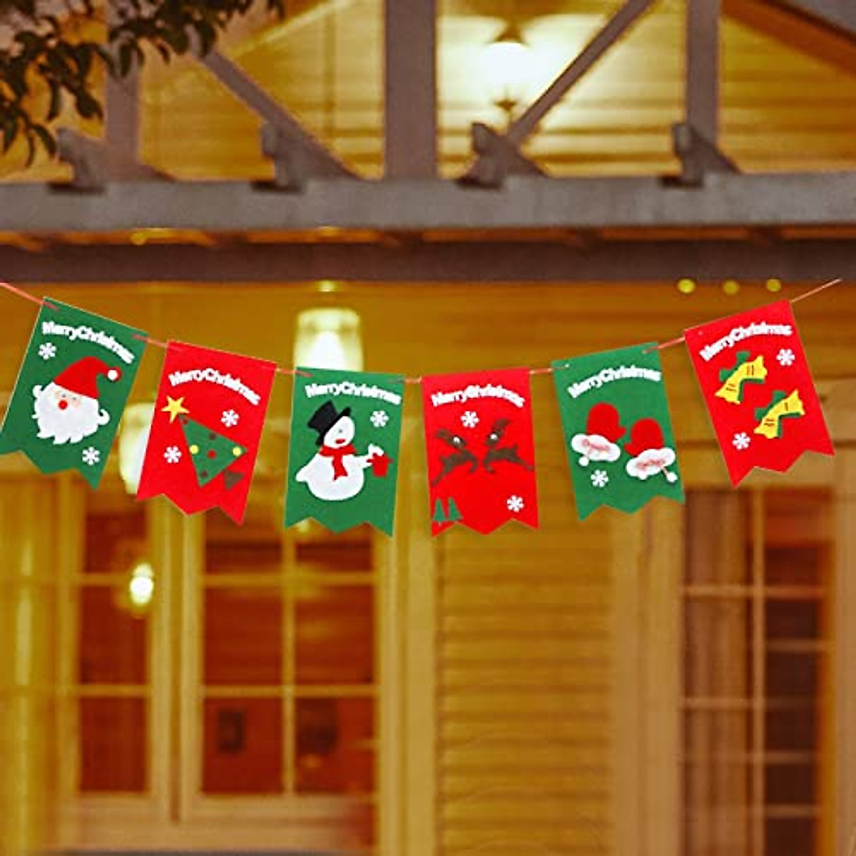 Christmas Wall Decor Banner Hanging Bunting Garland Banner Decoration Supplies Handheld Flag Poles Tall (E, One Size)