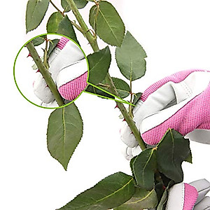 ORIDO Gardening Gloves for Women - Leather Working Gloves for Womens Work Glove for Yard Gardening Weeding Digging and Pruning(Small,Pink)
