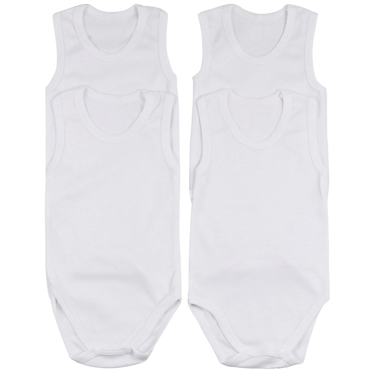 ToBeInStyle Baby Boys' 4 Pack Tank Top One-Piece Bodysuit - White - Size 2