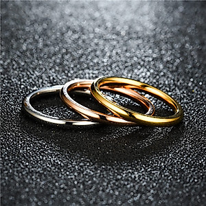 PAKULA 2mm Thin Stainless Steel Wedding Band Stackable Plain Comfort Fit Rings 3 Sets Size 13