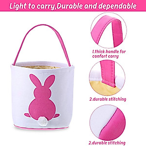 Blulu 4 Pieces Easter Bunny Basket Bags Canvas Gift Basket with Fluffy Tail for Kids Party Decoration and Daily Use