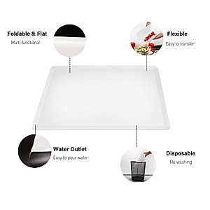 ZVP Disposable Cutting Boards 30 Count, Collapsible Cutting Board Sheet with Built-in Crease, Flexible Plastic Cutting Mat for Kitchen and Commercial Use, 17 x 12 In White